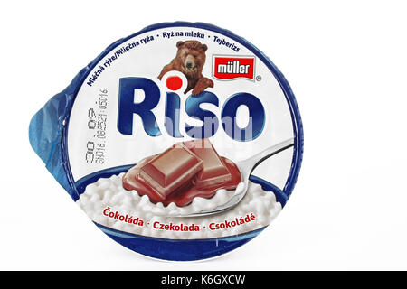 Müller Riso food chocolate rice on isolated white studio background ...