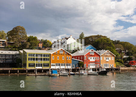 Sydney,Australia, historic Waterview wharf workshop buildings on ...