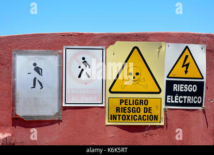 Spanish warning sign of dangers in the mountains, Barranco del Agua ...