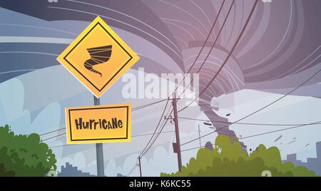 Warning tornado hazard sign in yellow triangle. Vector sticker,banner ...
