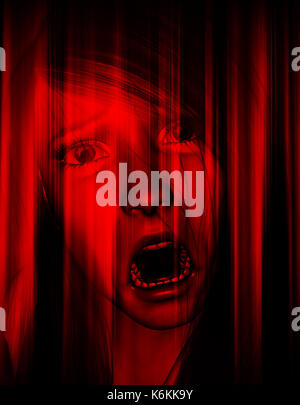 3d illustration of scary angry ghost woman screaming in hell,Horror ...