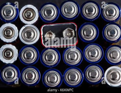 used batteries top view Stock Photo - Alamy
