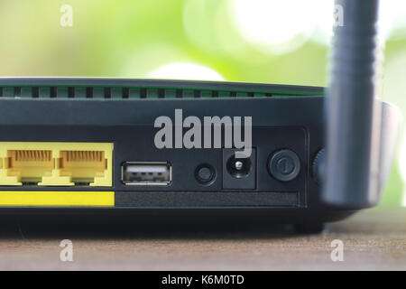 Rear of black modem router to internet connection Concept and Ideas of ...