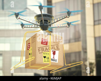 Parcel delivery via drone. The future of mail Stock Photo - Alamy