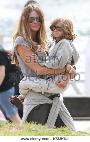 Elle Macpherson taking her son Aurelius Cy Andrea Busson to school ...