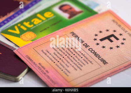 French driver licence and identity paper and cards Stock Photo - Alamy