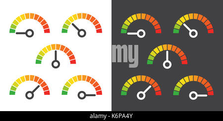 Meter signs infographic gauge element from red to green and green to ...