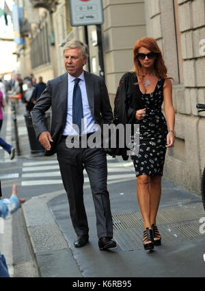 Milan, Enrico Preziosi and walking wife in the center The president of ...