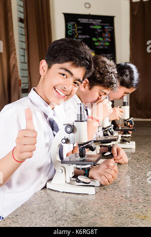 Indian School Students Checking Microscope Science Laboratory Research ...
