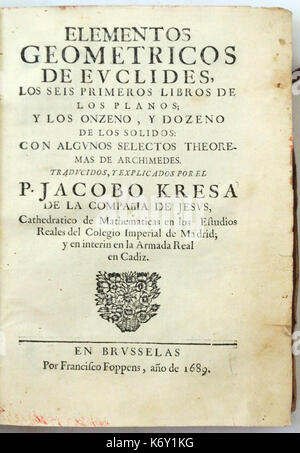 Elementos geometricos de euclides portada 1689 Stock Photo - Alamy