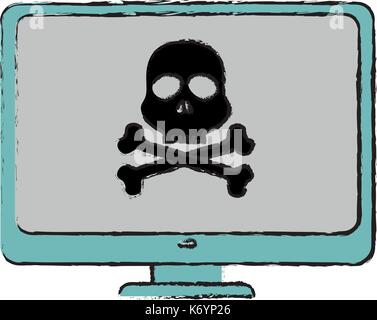 computer display with skull virus alert Stock Vector Image & Art - Alamy