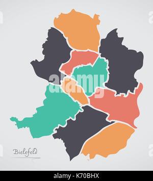 Modern City Map - Bielefeld city of Germany with boroughs DE Stock Vector Image & Art - Alamy