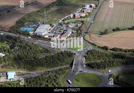 Aerial drone view of UK roundabout Stock Photo - Alamy