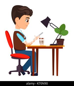man sitting with smartphone avatar character Stock Vector Image & Art ...