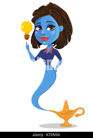 Cartoon genie coming out of a gold magic lamp Stock Vector Image & Art - Alamy