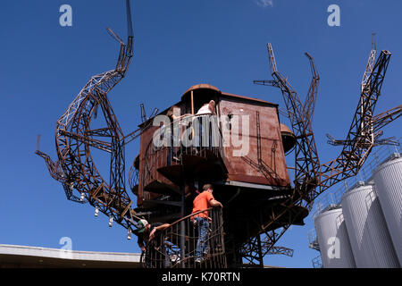 Visitors in the treehouse at Dogfish Head Brewery in Milton, Delaware ...