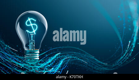 Glowing Dollar sign in light bulb Stock Photo - Alamy