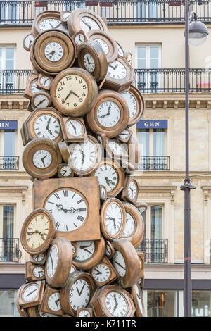 The Clocks by Arman, clock sculpture at Gare St Lazare railway Stock ...