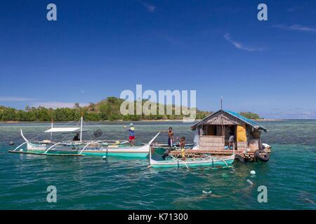 Philippines, Palawan, floating stocking cages facilities Stock Photo ...