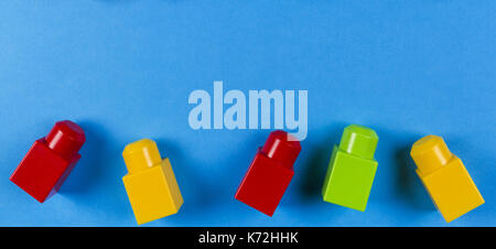 Toys background. Kids toys top view. Toy tools on blue background Stock ...
