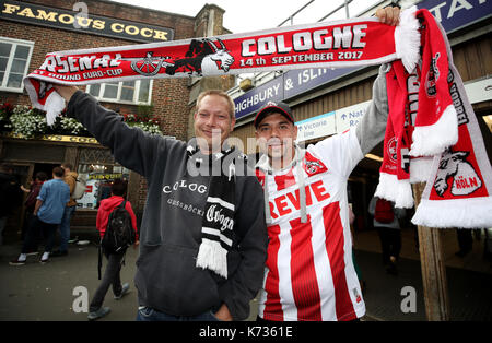 FC Koln fans outside Higbury and Islington underground station prior to ...