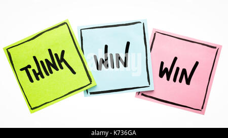 Handwriting text Think Win Win. Concept meaning Agreements or solutions ...