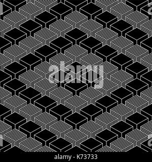 Seamless 3D geometrical pattern of cube columns. Abstract design vector background in shades of ...