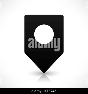 Black blank rounded square map pins sign location icon with circle ...