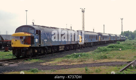 Line up of withdrawn class 45 and 46 locomotives at March Depot in ...
