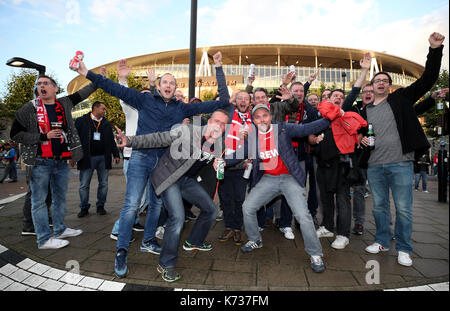 FC Koln fans outside the Emirates Stadium, London Stock Photo - Alamy
