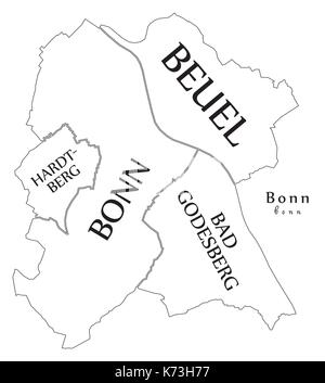Modern City Map - Bonn city of Germany with boroughs DE Stock Vector Image & Art - Alamy
