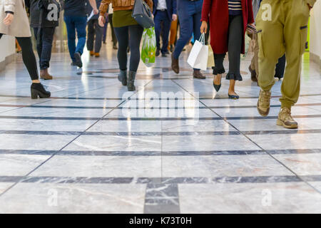 busy crowd inside shopping mall multi level Stock Photo - Alamy