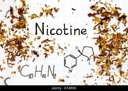 Chemical formula of Nicotine. Close-up Stock Photo - Alamy