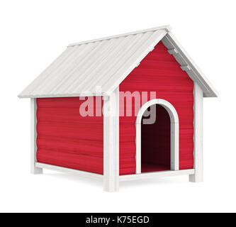 Wooden dog house Front view 3D render illustration isolated on white ...