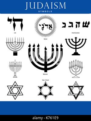Judaism religion symbols, Jewish religious sketch icons. Vector hamsa ...