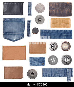 collection of various jeans parts and buttons Stock Photo - Alamy