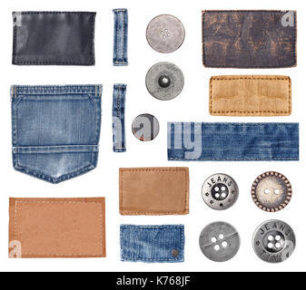 collection of various jeans parts and buttons Stock Photo - Alamy
