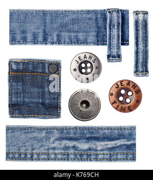 collection of various jeans parts and buttons Stock Photo - Alamy