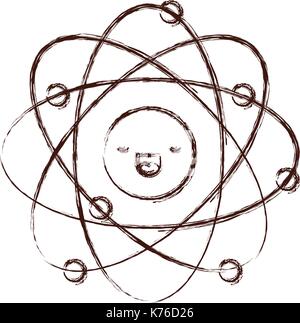 atom icon kawaii caricature in brown color contour Stock Vector Image ...