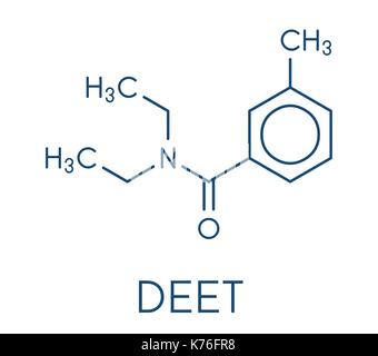 DEET, diethyltoluamide, N,N-Diethyl-meta-toluamide, C12H17NO molecule ...