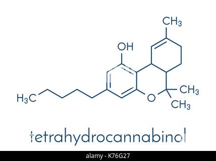 THC (delta-9-tetrahydrocannabinol, dronabinol) cannabis drug molecule ...