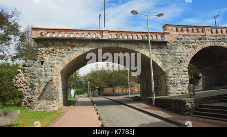 View of the broken bridge, one of the main tourist sites of the city of ...