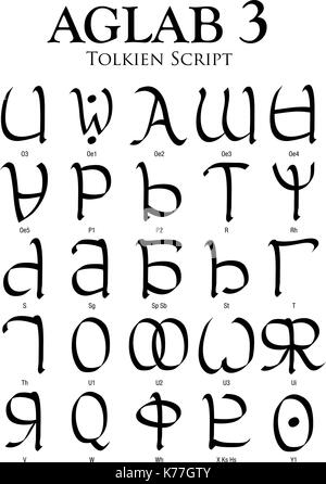 AGLAB Alphabet - Tolkien Script on white background - Vector Image ...