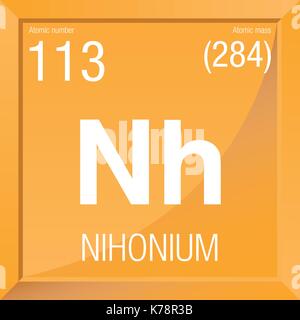 Nihonium symbol. Element number 113 of the Periodic Table of the ...