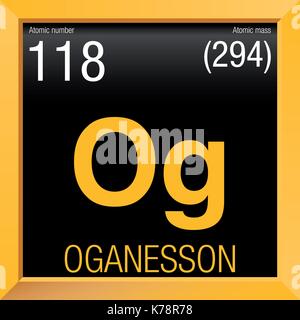 Oganesson symbol. Element number 118 of the Periodic Table of the ...