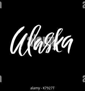 Typography of The USA Alaska States Handwritten Illustration on ...