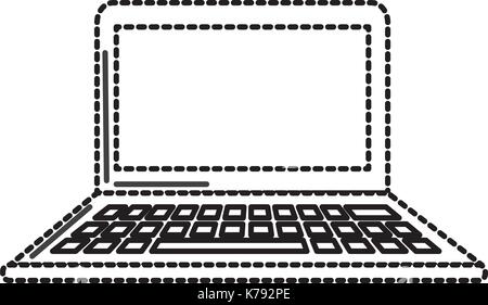 dotted shape technology laptop to social information connect Stock ...