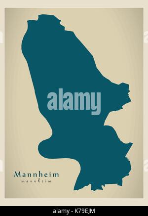 Modern City Map - Mannheim city of Germany with boroughs and titles DE ...