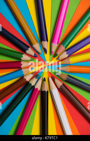 colour pencil crayons of many different colors Stock Photo - Alamy