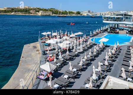 beach pool bar outside Valletta, Malta Stock Photo - Alamy